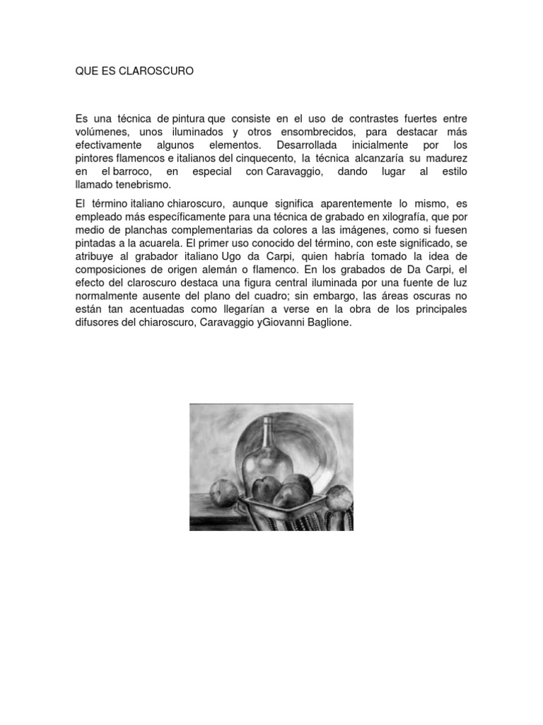 Técnica del Claroscuro en Pintura | PDF