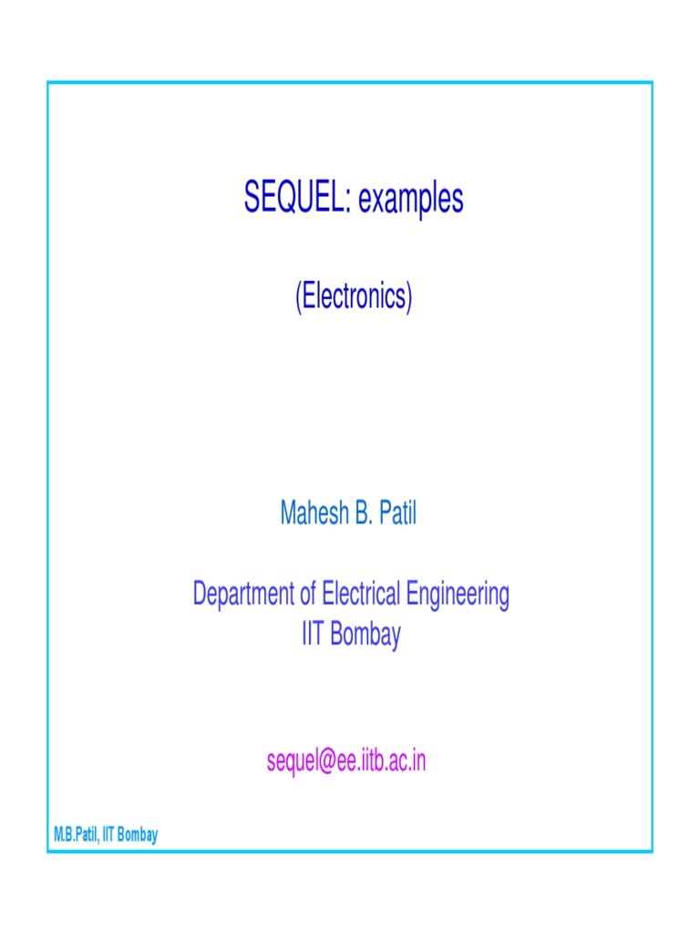 Sequel Examples | Analog Circuits | Parameter (Computer Programming)