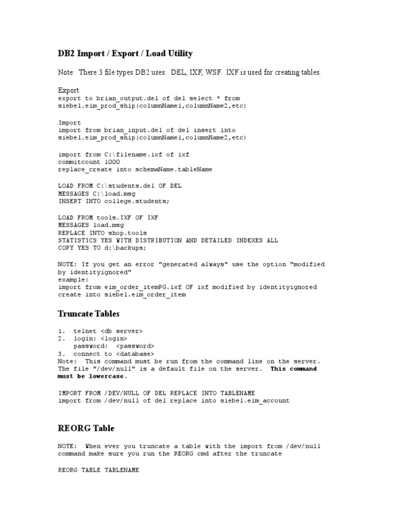 Db2 Cheat Sheet | PDF | Databases | Database Index
