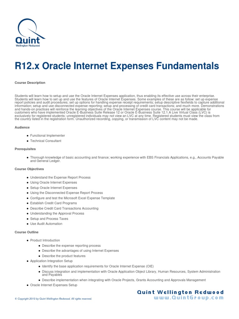 R12.x Oracle Internet Expenses Fundamentals | PDF | Credit Card ...