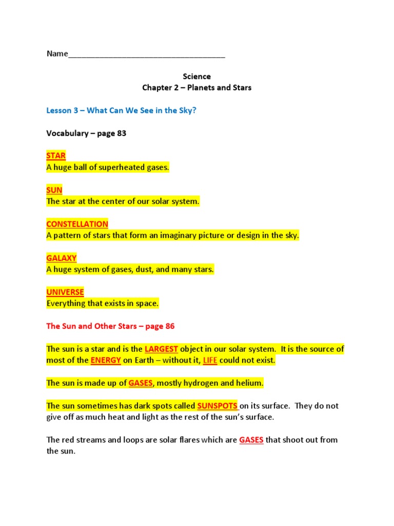 Science Chapter 2 Lesson 3 Reading Guide With Answers Highlighted For ...