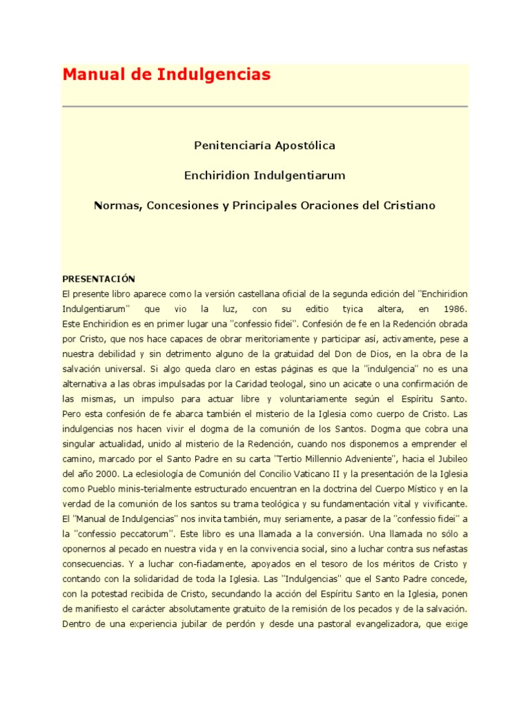 Manual De Indulgencias Pdf Indulgencia Cristo Título