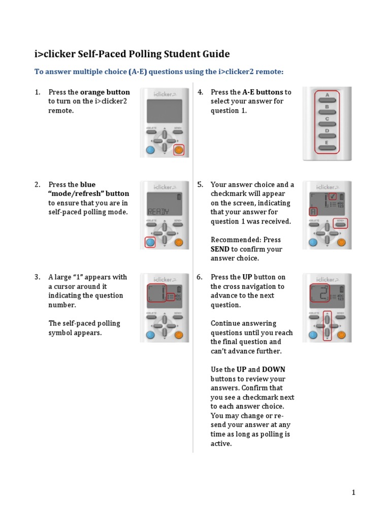 I Clicker Self Paced Polling Student Guide: To Answer Multiple Choice ...
