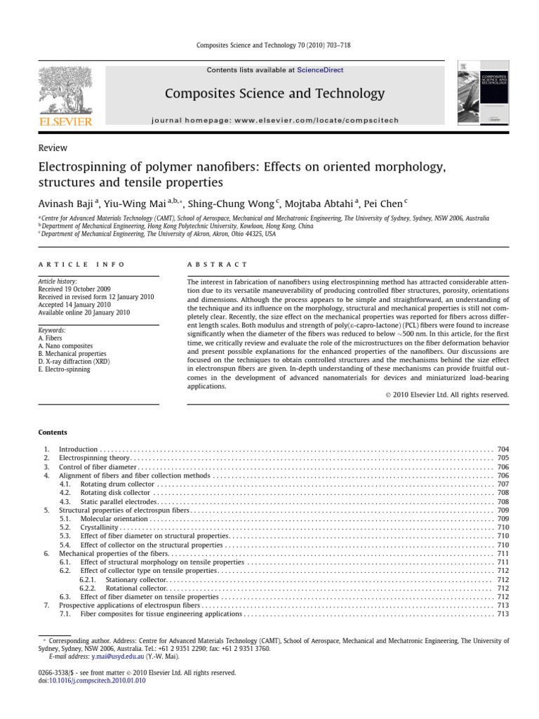 Electrospinning of Polymer Nanofibers - Effects On Oriented Morphology, Structures and Tensile ...