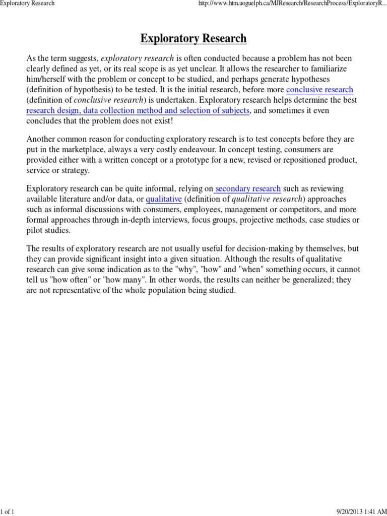 Exploratory Research | PDF | Science & Mathematics
