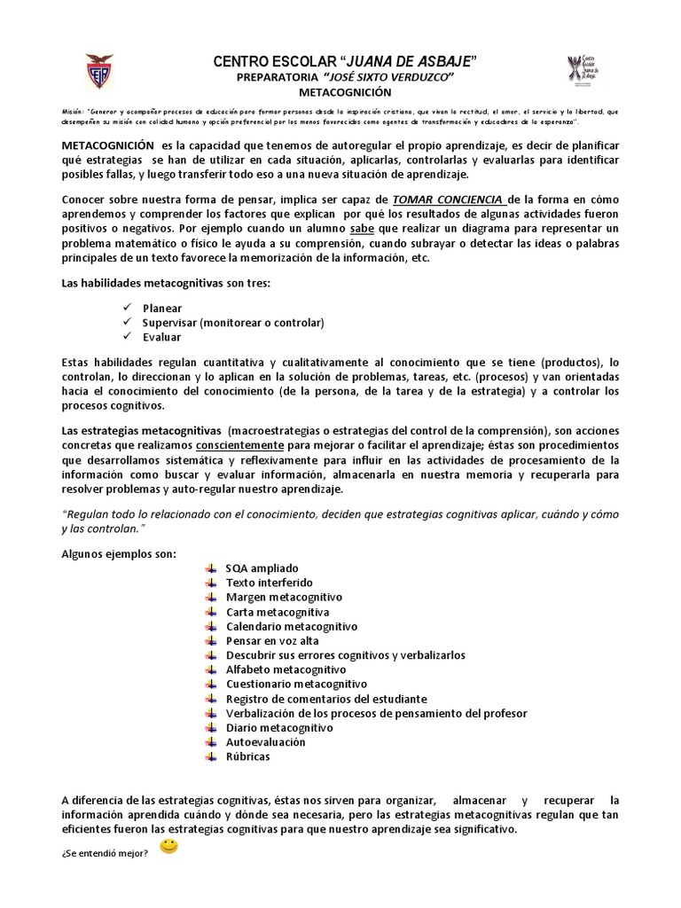Resumen Metacog | PDF | Memoria | Aprendizaje