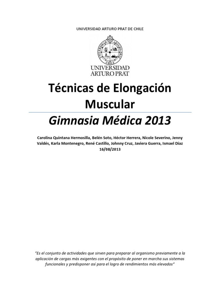 Tecnicas de Elongacion Muscular. G, M (Terminado) | PDF | Músculo ...