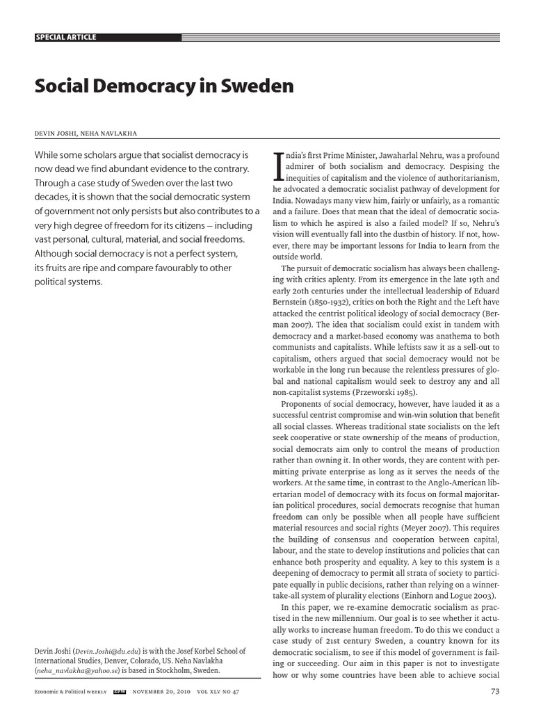 Social Democracy in Sweden | PDF | Sweden | Immigration