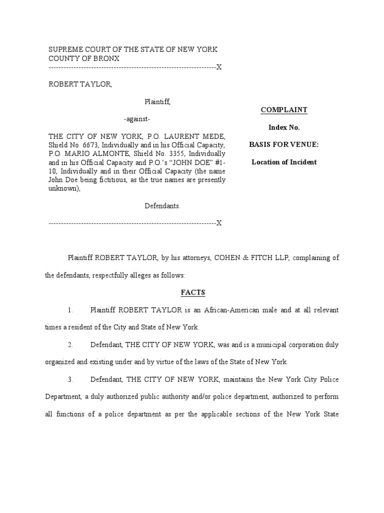 State Complaint Taylor | PDF | Intentional Infliction Of Emotional ...