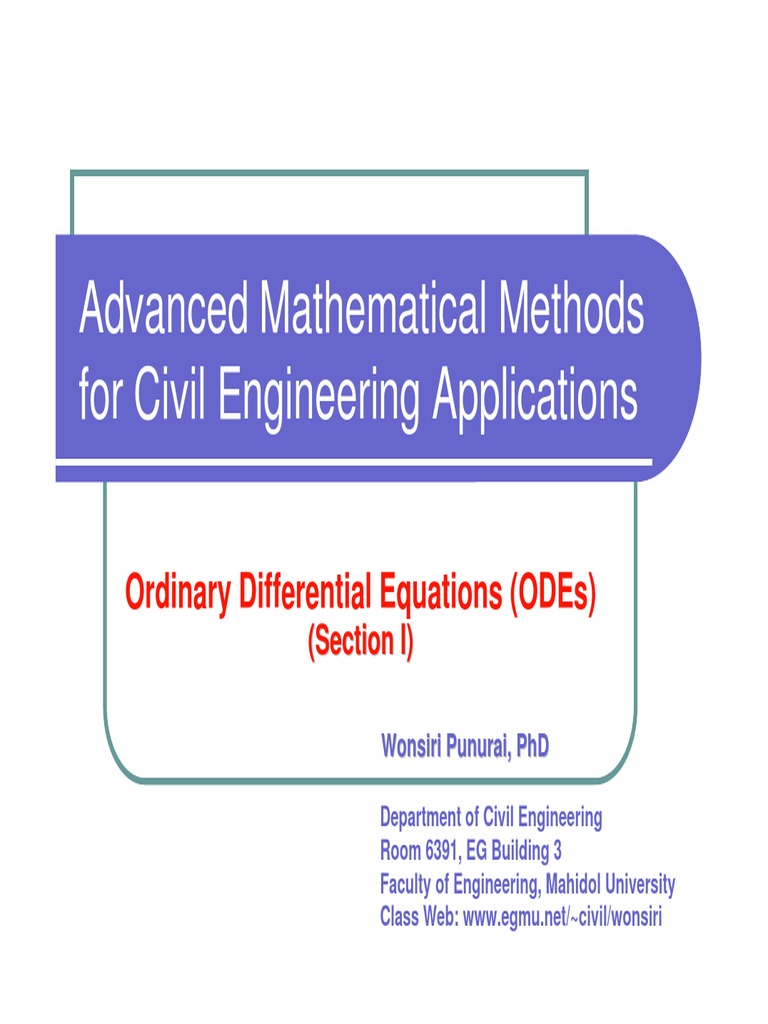 Advanced Math Methods for Civil Engineering | PDF | Ordinary ...