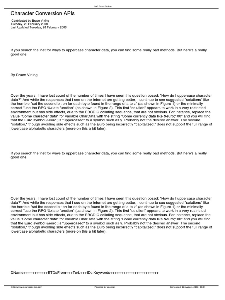 Character Conversion APIs | PDF | Letter Case | String (Computer Science)