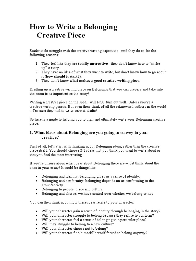 How To Write A Belonging Creative | PDF | Refugee | Immigration