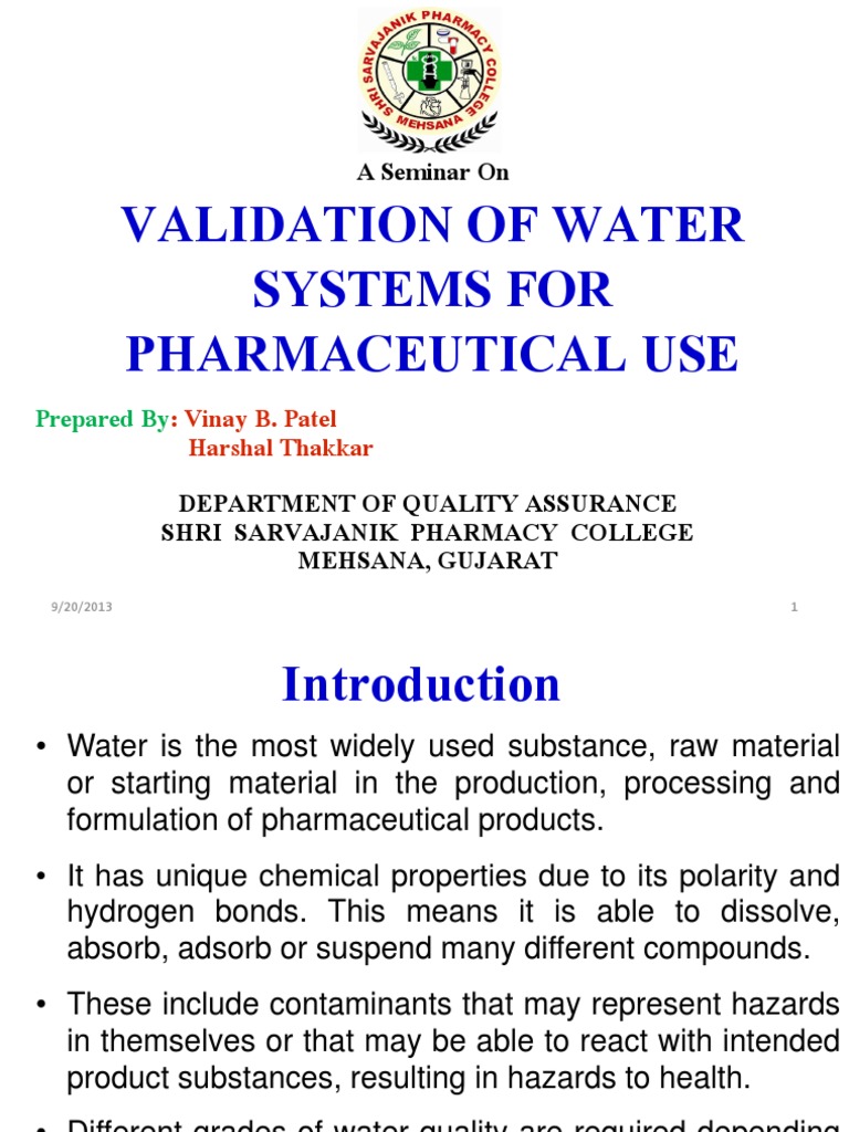 Validation of Water System | PDF | Verification And Validation | Water ...
