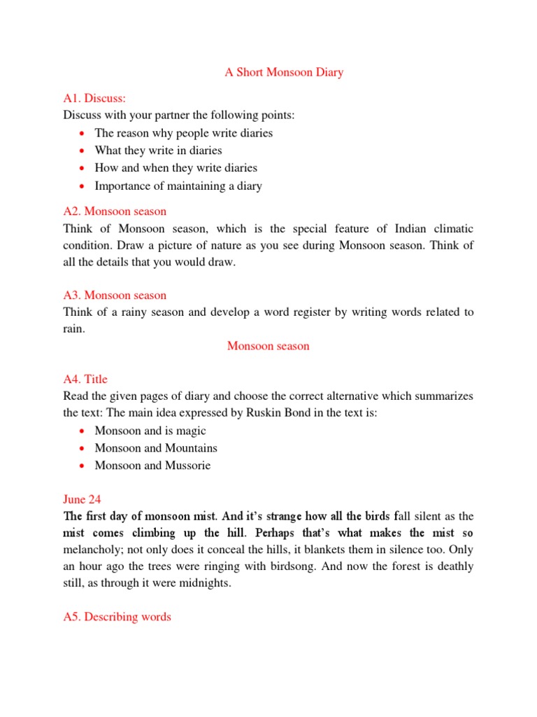 6.4 a Short Monsoon Diary | Monsoon | Rain | Free 30-day Trial | Scribd