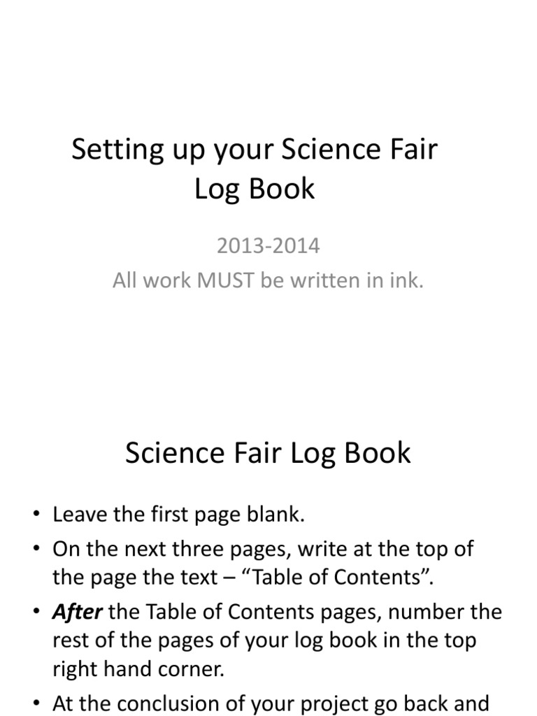 Science Fair Log Book Guidelines | PDF
