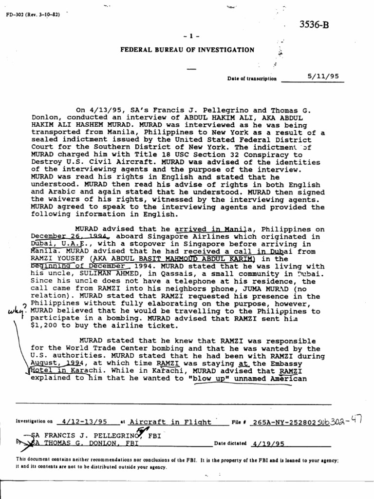 T1 B24 Various Interrogation Reports FDR - 4-12-95 FBI Investigation ...