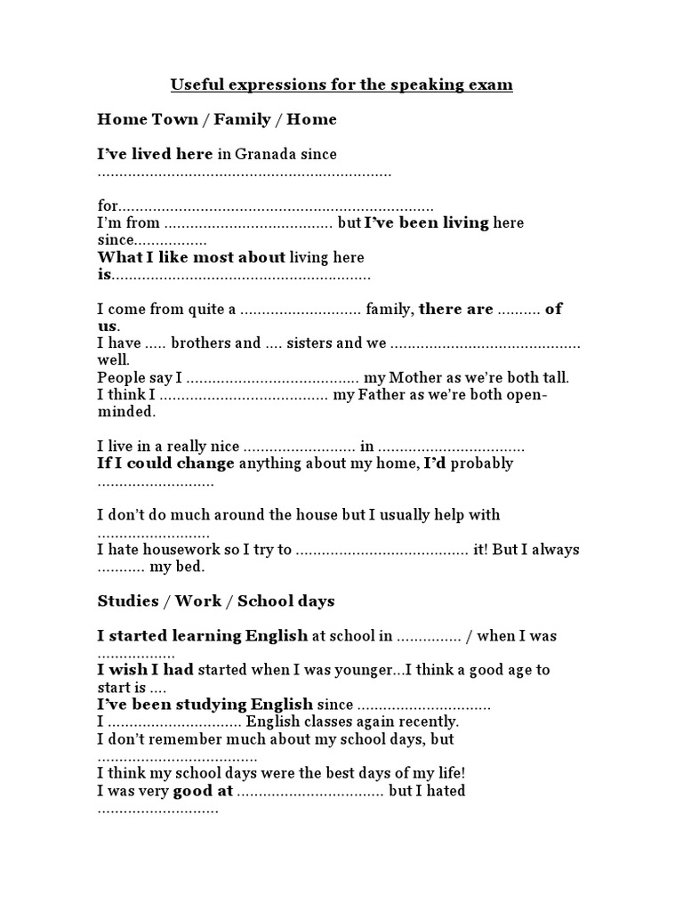 FCE Speaking - Useful Expressions | PDF