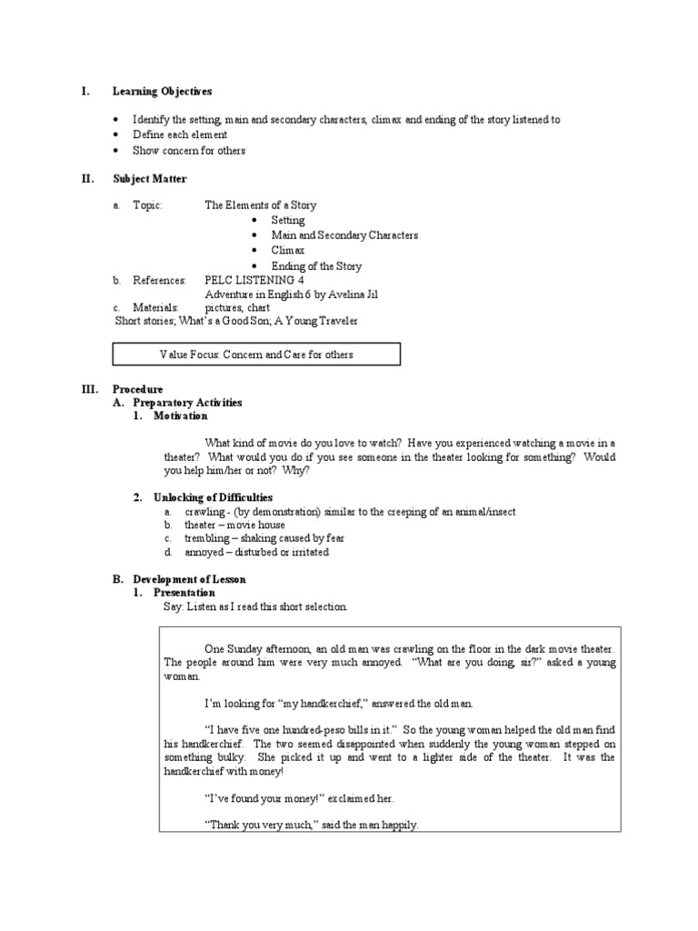 Elements Of A Short Story Worksheet For Grade 4 Story Elements