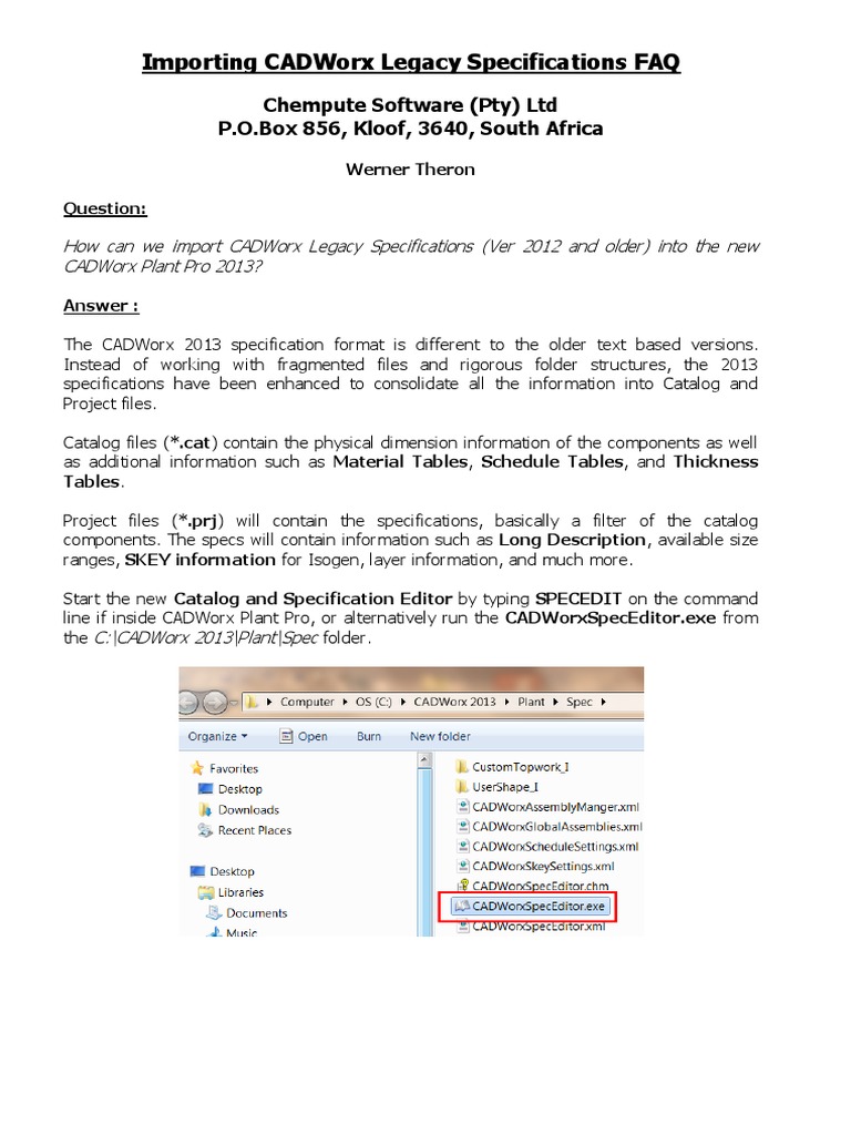 CADWorx - Importing Legacy Specifications PDF | PDF | Specification ...