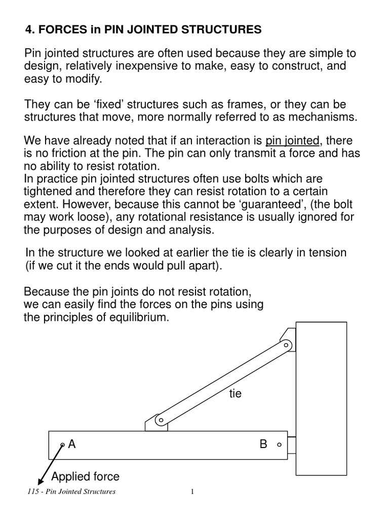 Forces in Pin Jointed Structures | PDF | Stress (Mechanics) | Elasticity (Physics)