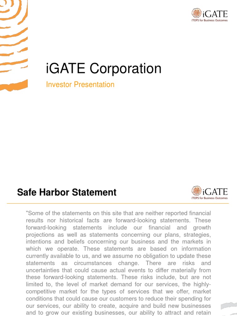 Igate Presentation | PDF | Business Process Outsourcing | Cloud Computing