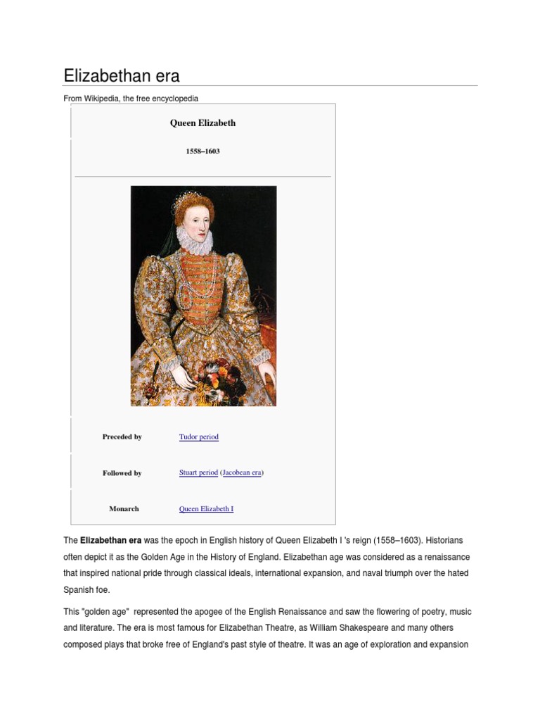 Elizabethan AGE | PDF | Elizabethan Era | Elizabeth I Of England
