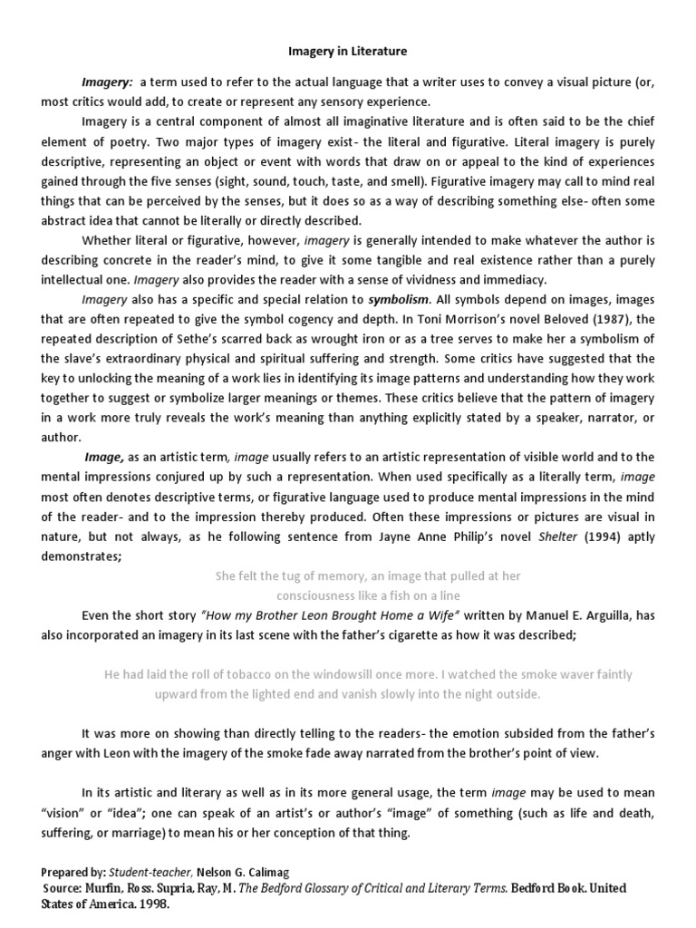 Imagery Literary Term