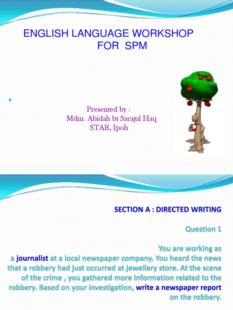 SPM English Workshop by Mdm. Sarajul | PDF | Essays | Violence