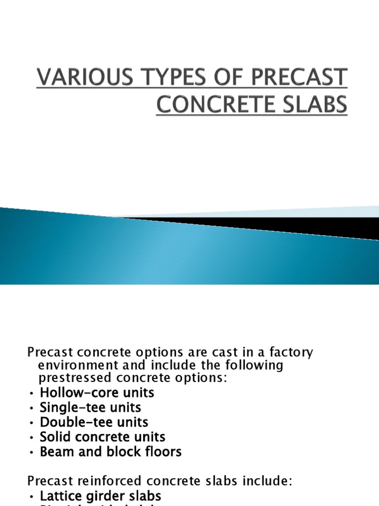 Various Types of Precast Concrete Slabs | PDF | Precast Concrete | Concrete