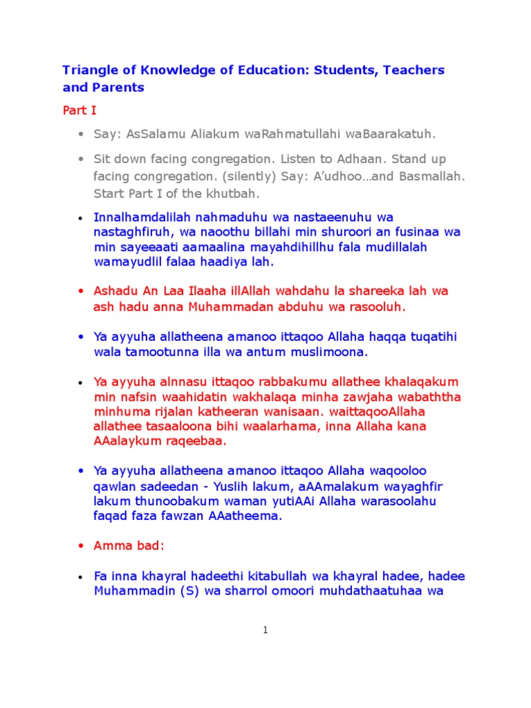 Triangle of Knowledge of Education: Teachers, Students and Parents ...