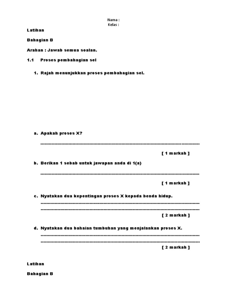 Latihan Sains Tingkatan 4 Mitosis Pdf