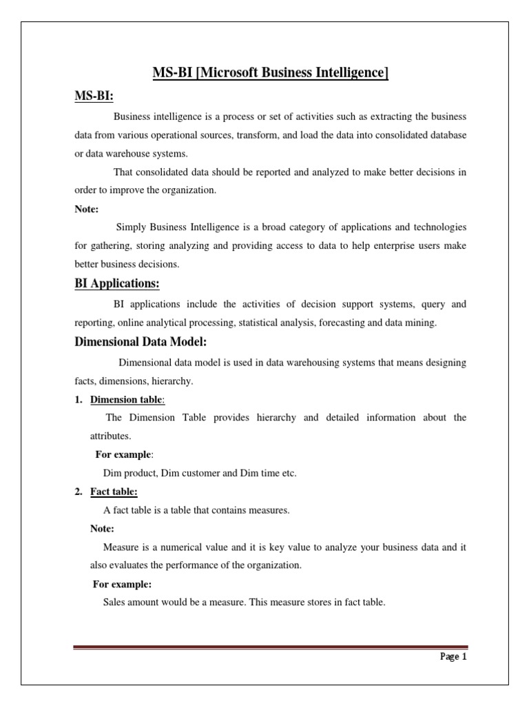 MSBI Corporate Training MatMSBIerial | PDF | Data Warehouse | Microsoft ...