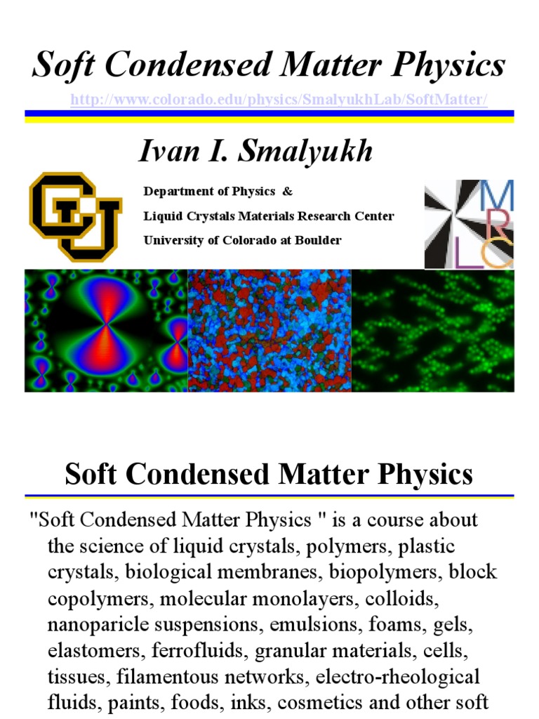 Chapter 1: Soft Condensed Matter | PDF | Liquid Crystal | Soft Matter