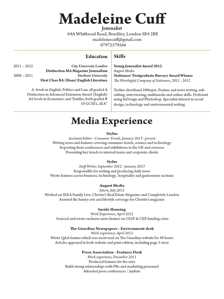 Madeleine Cuff: Journalist Profile | PDF | Career & Growth | Social Science