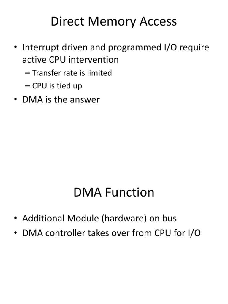 Direct Memory Access | PDF | Central Processing Unit | Data