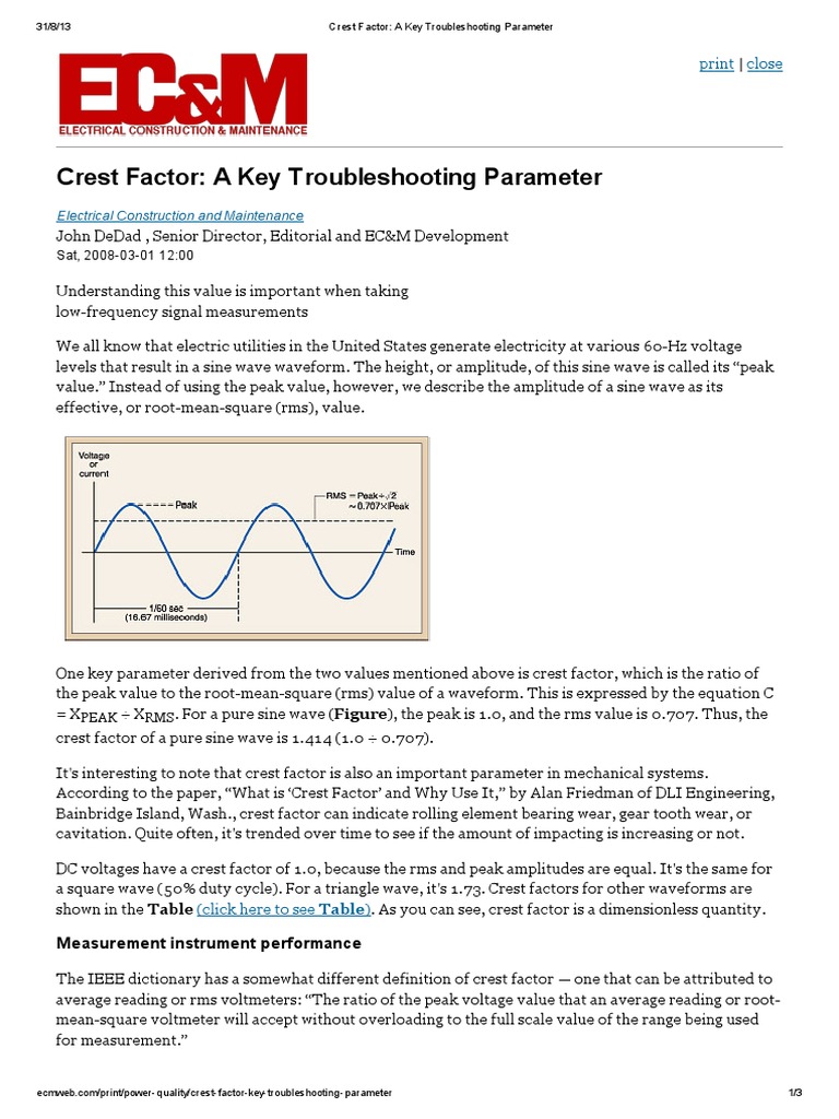 Crest Factor | Download Free PDF | Root Mean Square | Amplitude