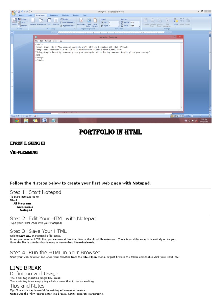 Create Your First HTML Web Page | PDF