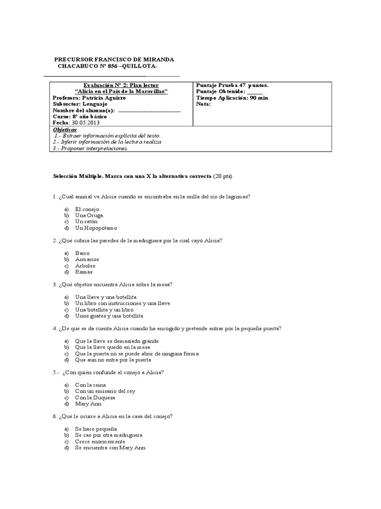 Prueba Alicia en El Pais | Descargar gratis PDF | Las aventuras de ...