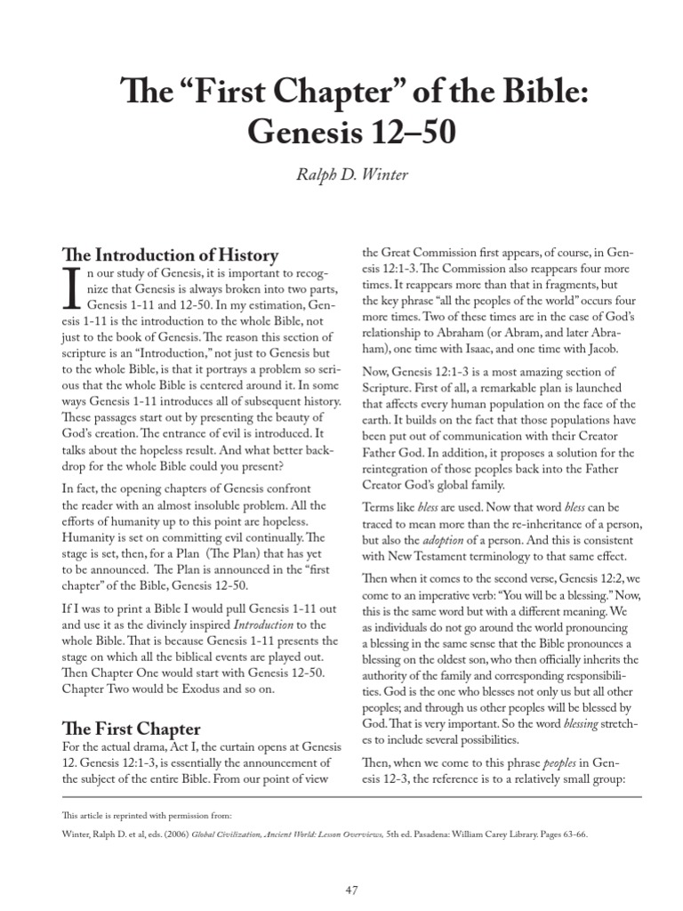 The "First Chapter" of The Bible: Genesis 12-50 | PDF | Book Of Genesis ...