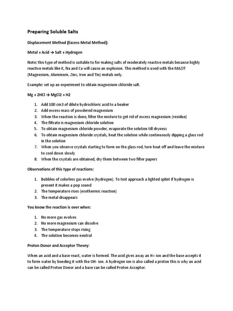 Preparing Soluble Salts | PDF | Sodium Chloride | Magnesium