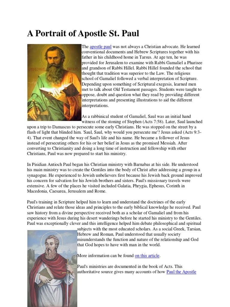 A Portrait of Apostle St. Paul | PDF | Acts Of The Apostles | Paul The ...