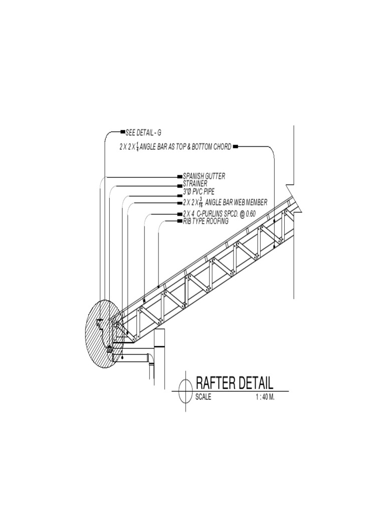 Rafter Detail: 2 X 2 X Angle Bar As Top & Bottom Chord See Detail - G | PDF