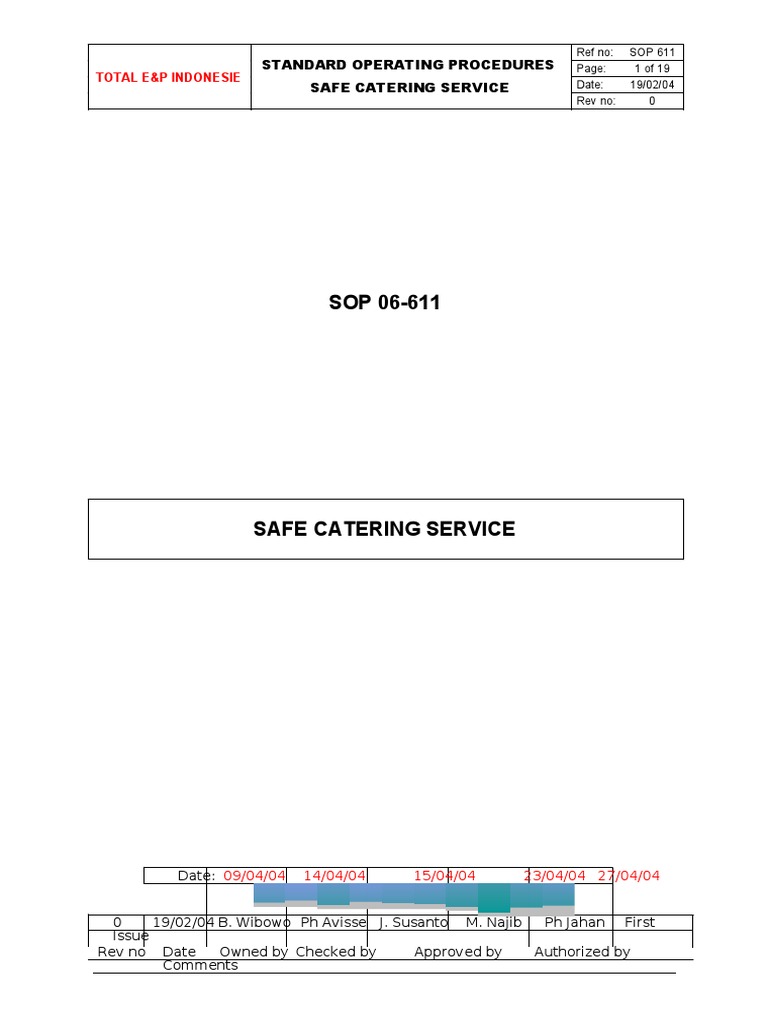 Catering Service Sop 06 611 | PDF | Food Storage | Hygiene