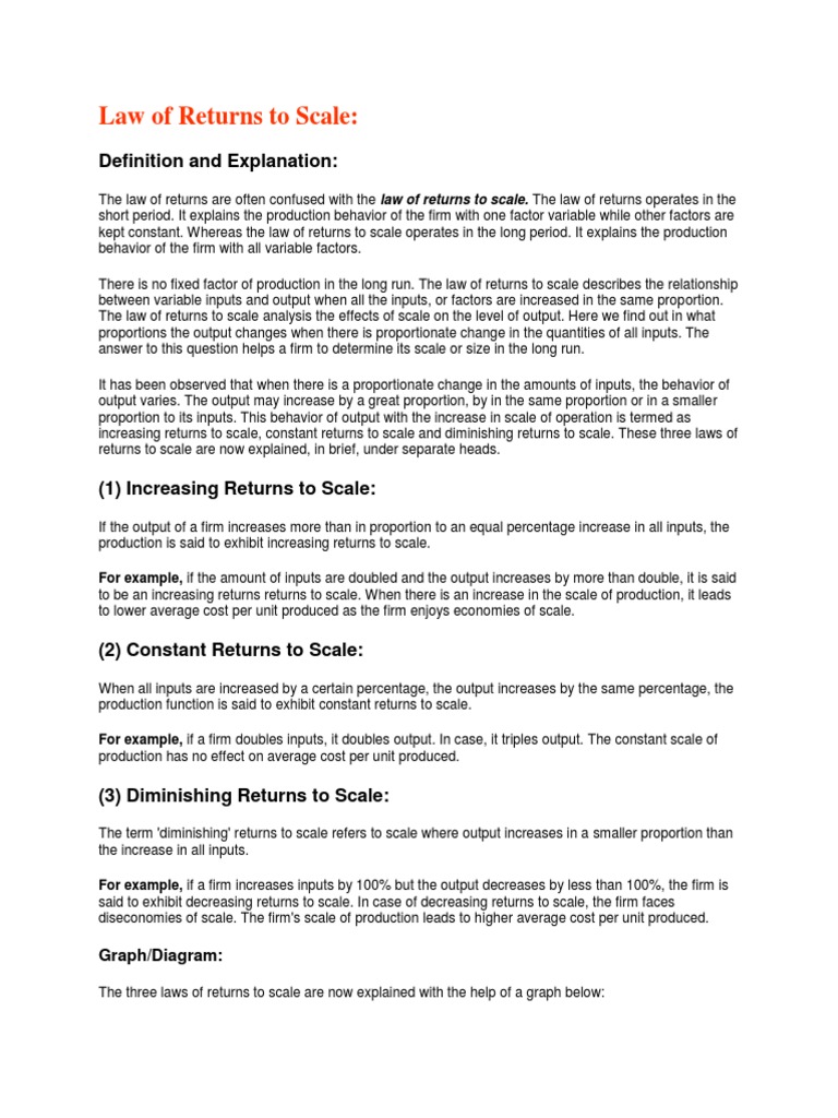 Law of Returns Scale | PDF | Business | Finance & Money Management