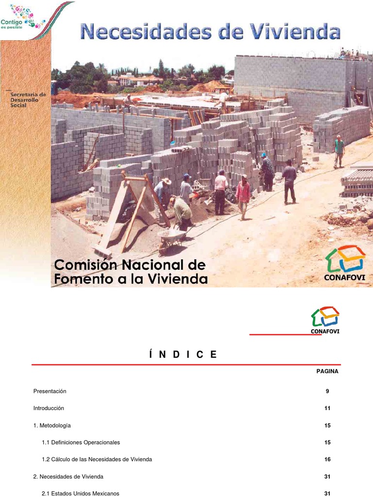 CONAFOVI Necesidades Vivienda | PDF | Demografía | Información