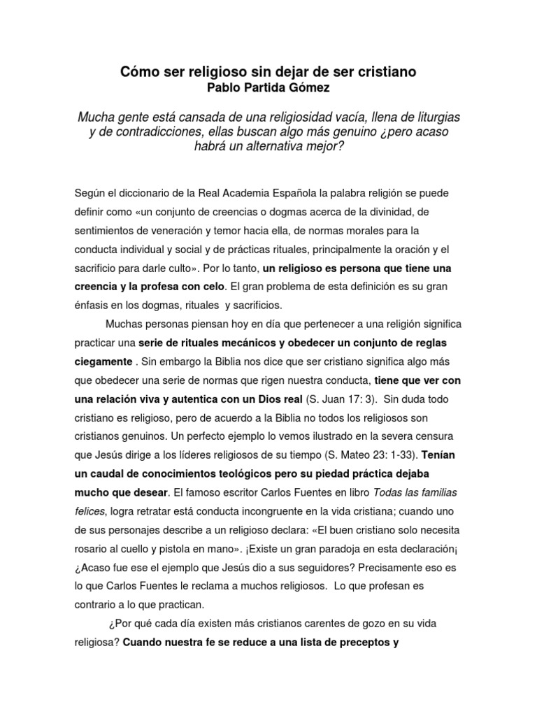 Cómo Ser Religioso Sin Dejar de Ser Cristiano | PDF | Jesús | Cristo ...