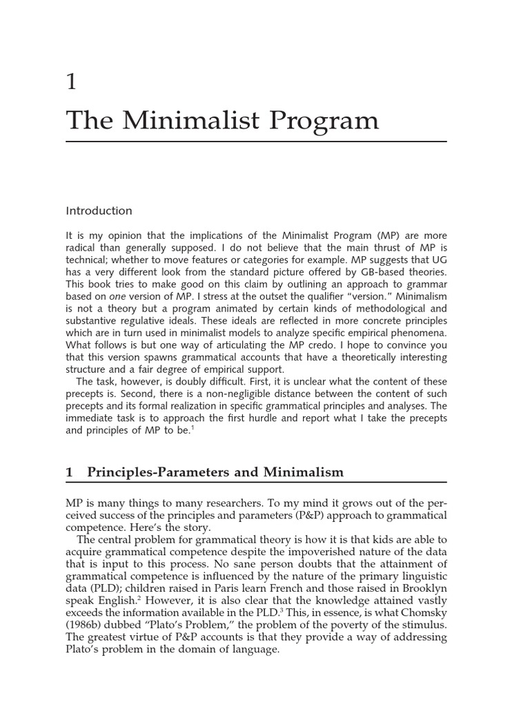The Minimalist Programme | PDF | Language Arts & Discipline | Science ...