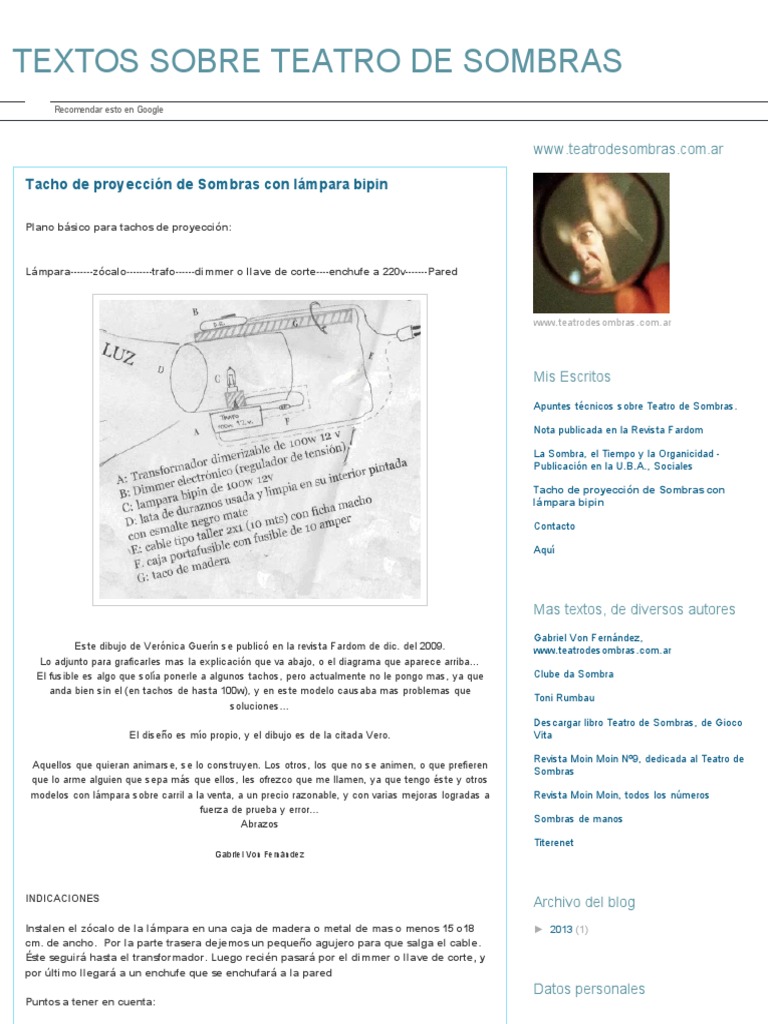 TEXTOS SOBRE TEATRO DE SOMBRAS - Tacho de Proyección de Sombras Con ...