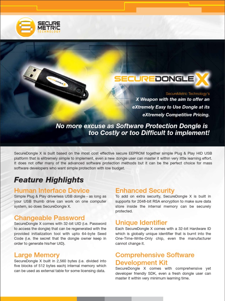 SecureDongle X - Cost Effective Software Dongle | PDF | Software | Computer Security