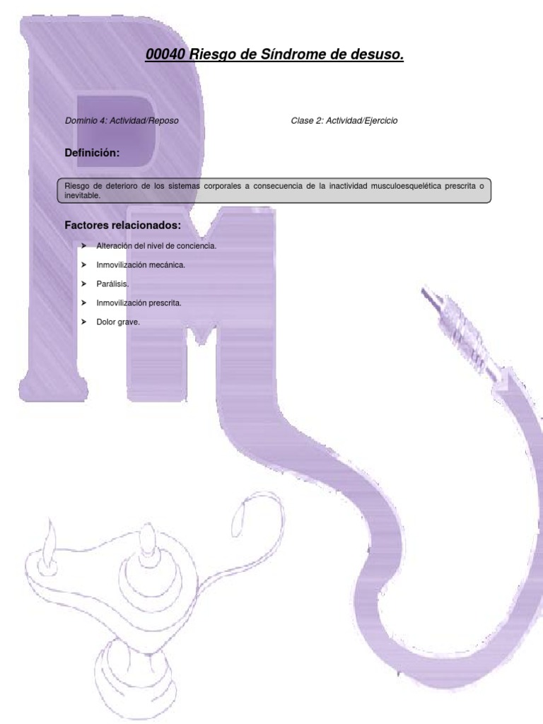 Riesgo de Síndrome de Desuso | PDF | Ciencia y matemáticas | Salud y ...